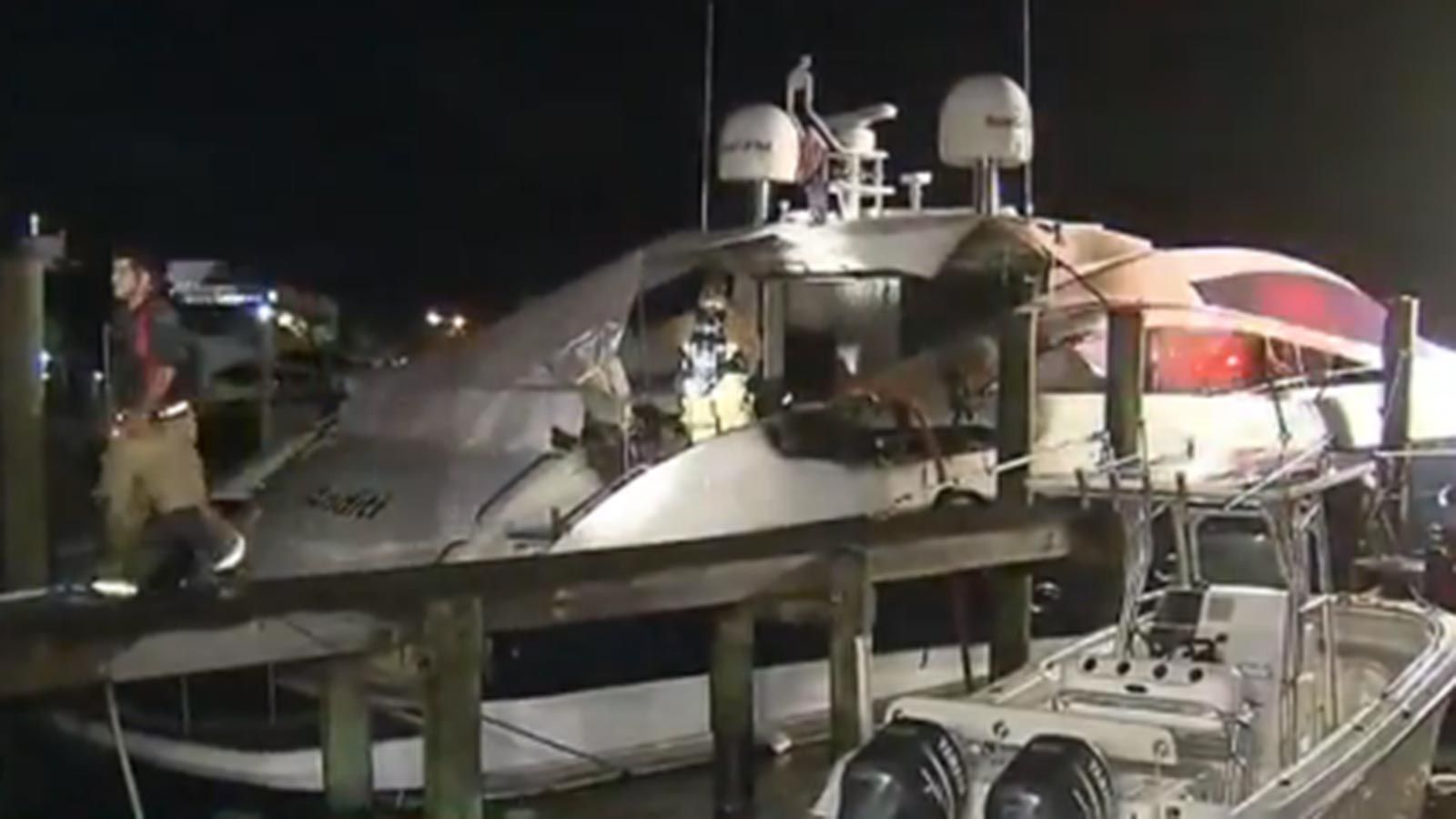 Luxury yacht fire in Miami